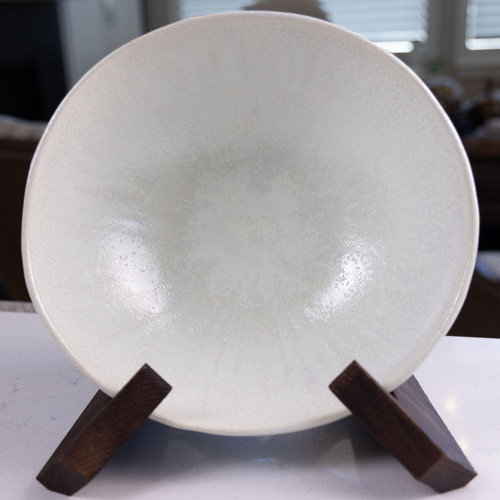 Large Porcelain Crystalized Hemisphere Bowl (Pearlescent White) - Dan ...